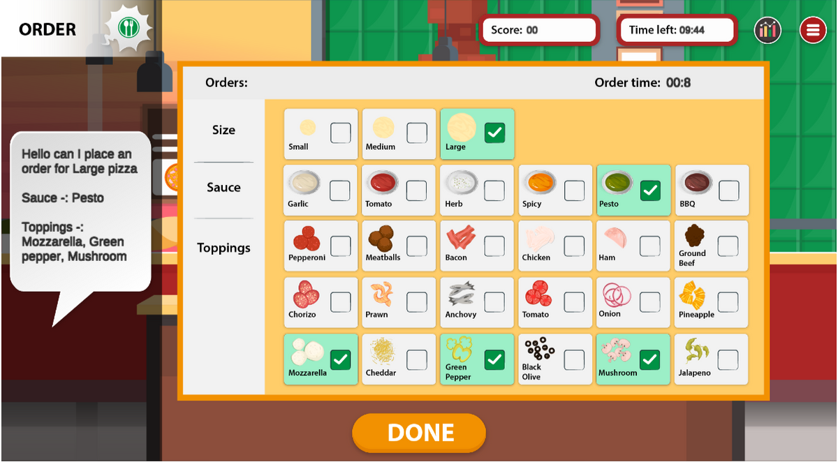 Pizza Game -Improvement simulation - Focus Games Ltd.